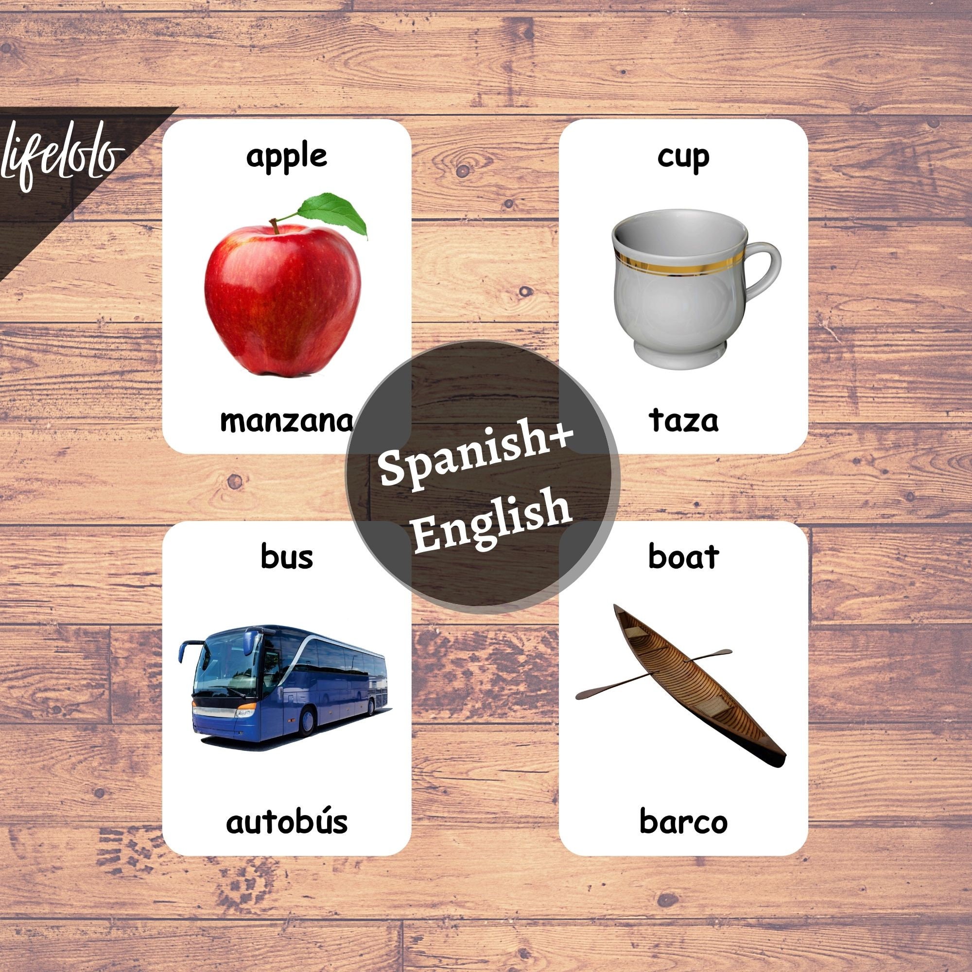 First Words SPANISH Version English Bilingual Cards 48 | Etsy