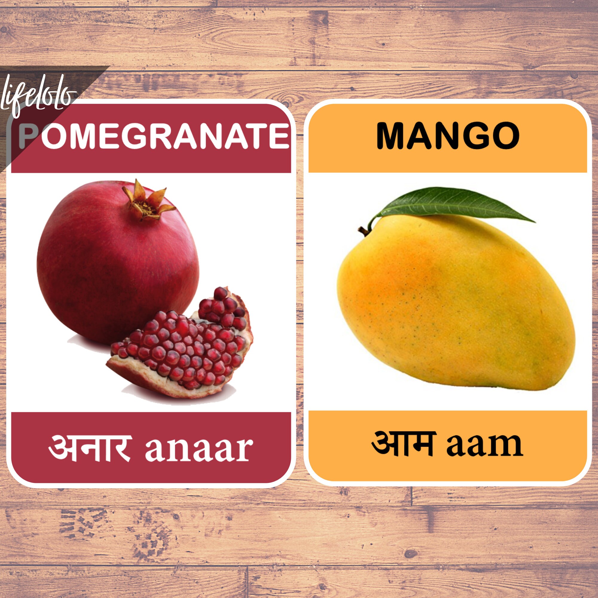 Fruits HINDI Version | English Bilingual Cards | Flash Cards ...
