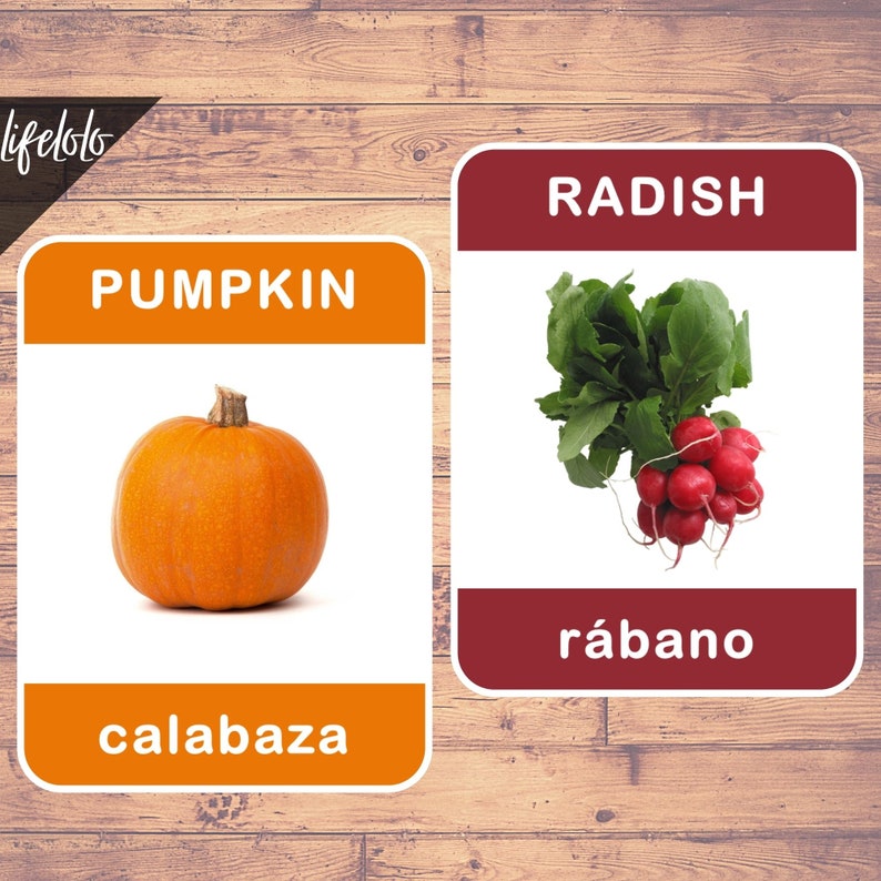 Vegetables SPANISH Printable Bilingual English Spanish Real - Etsy