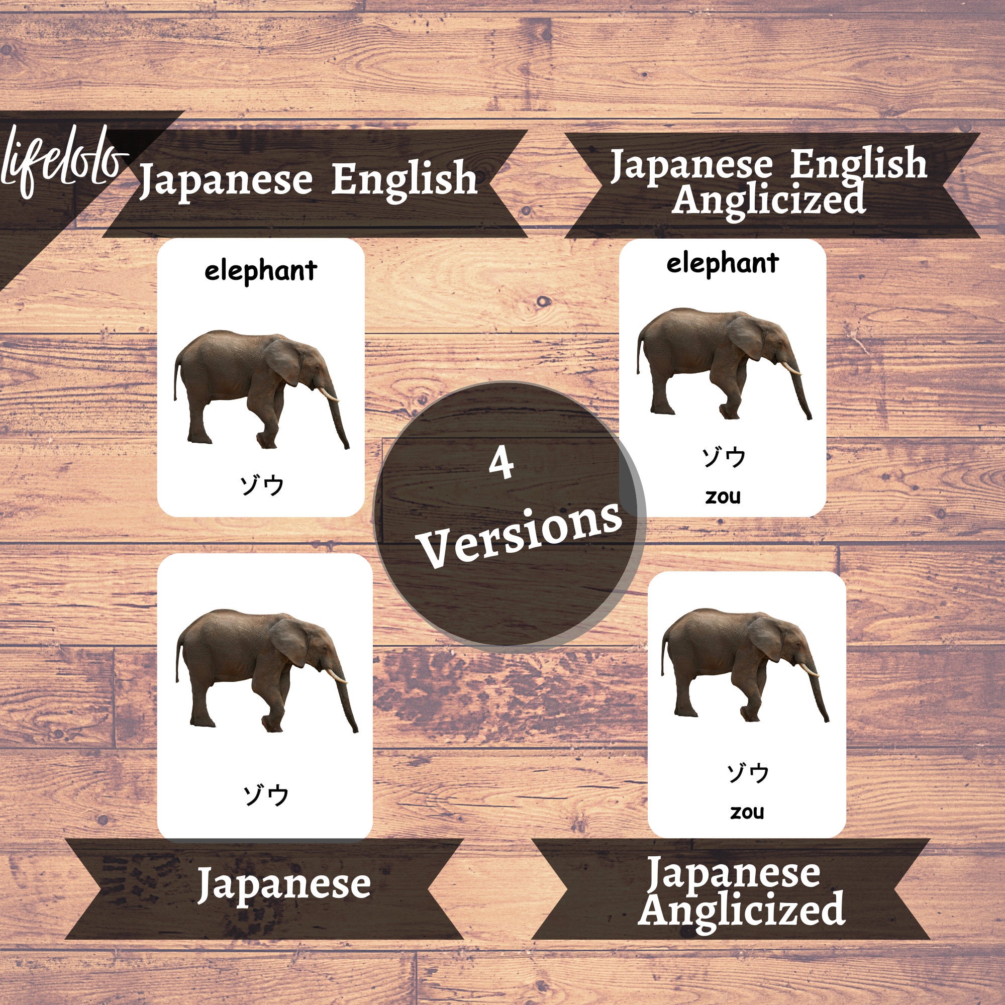 Wild Animals Japanese English Bilingual Cards, Montessori Printable ...
