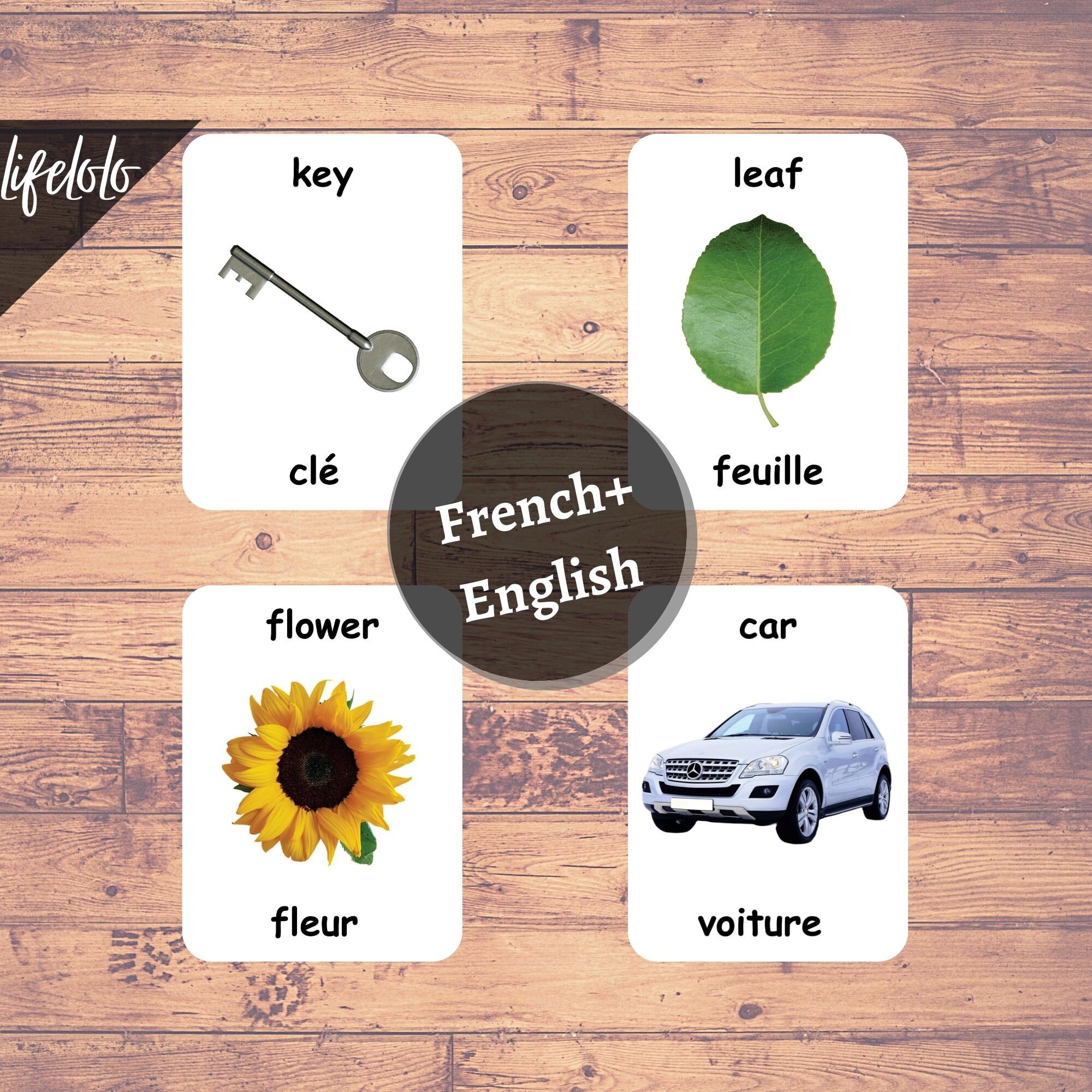 First Words FRENCH Version English Bilingual Cards 48 | Etsy