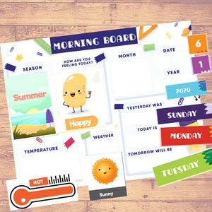 Morning Board Printable | Morning Routine Chart Toddler | Kids Calendar ...