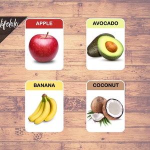 FRUITS (real Pictures) | 45 Flash Cards | Montessori Materials | Three ...