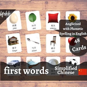 First Words SIMPLIFIED CHINESE Version English Bilingual Cards 48 ...