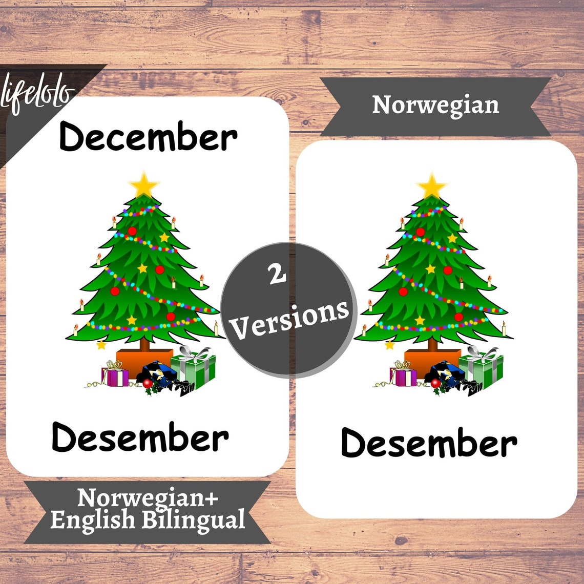 Months of the Year NORWEGIAN Flash Cards 12 Bilingual Cards - Etsy