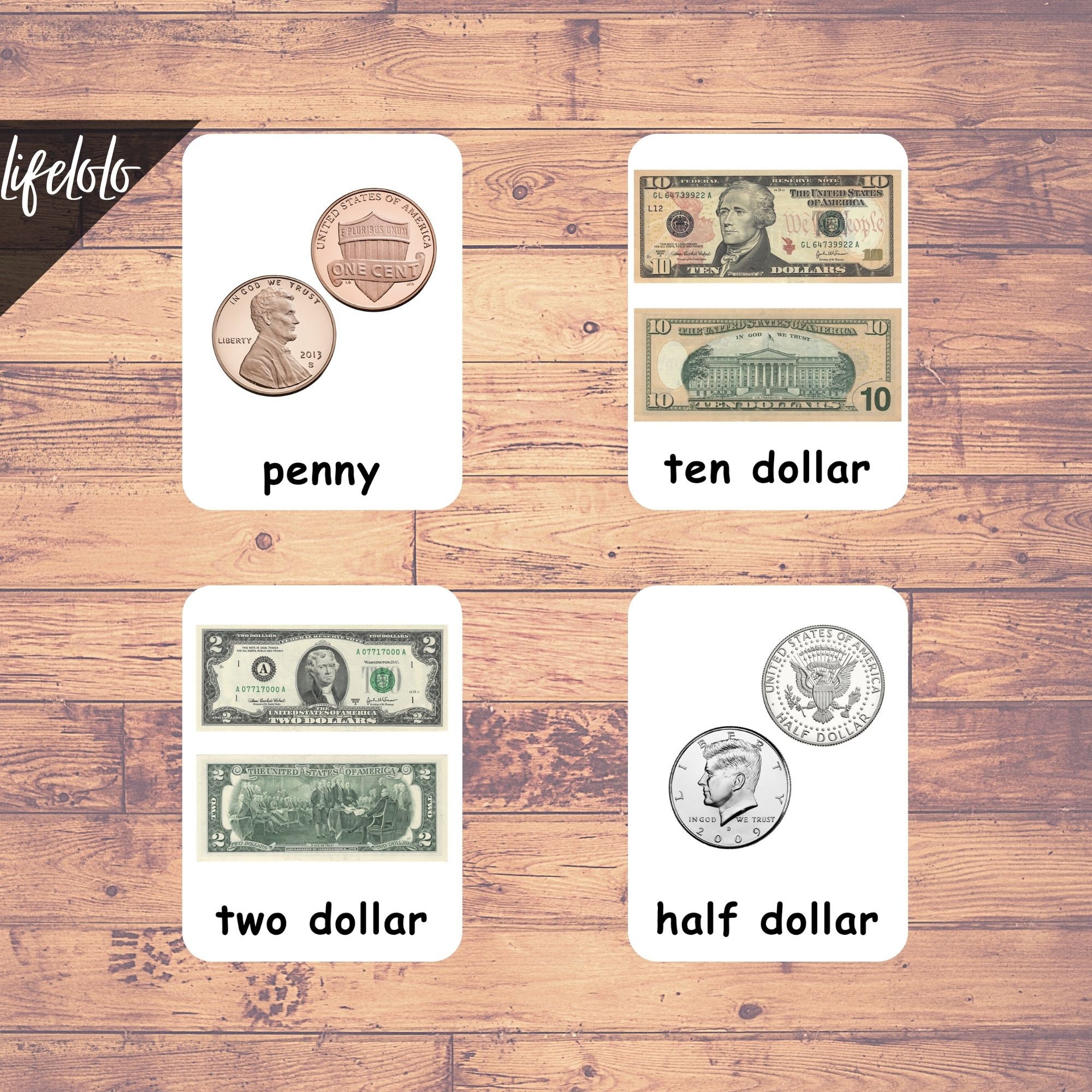 Money Flash Cards 17 Montessori Cards US Coins Memory | Etsy