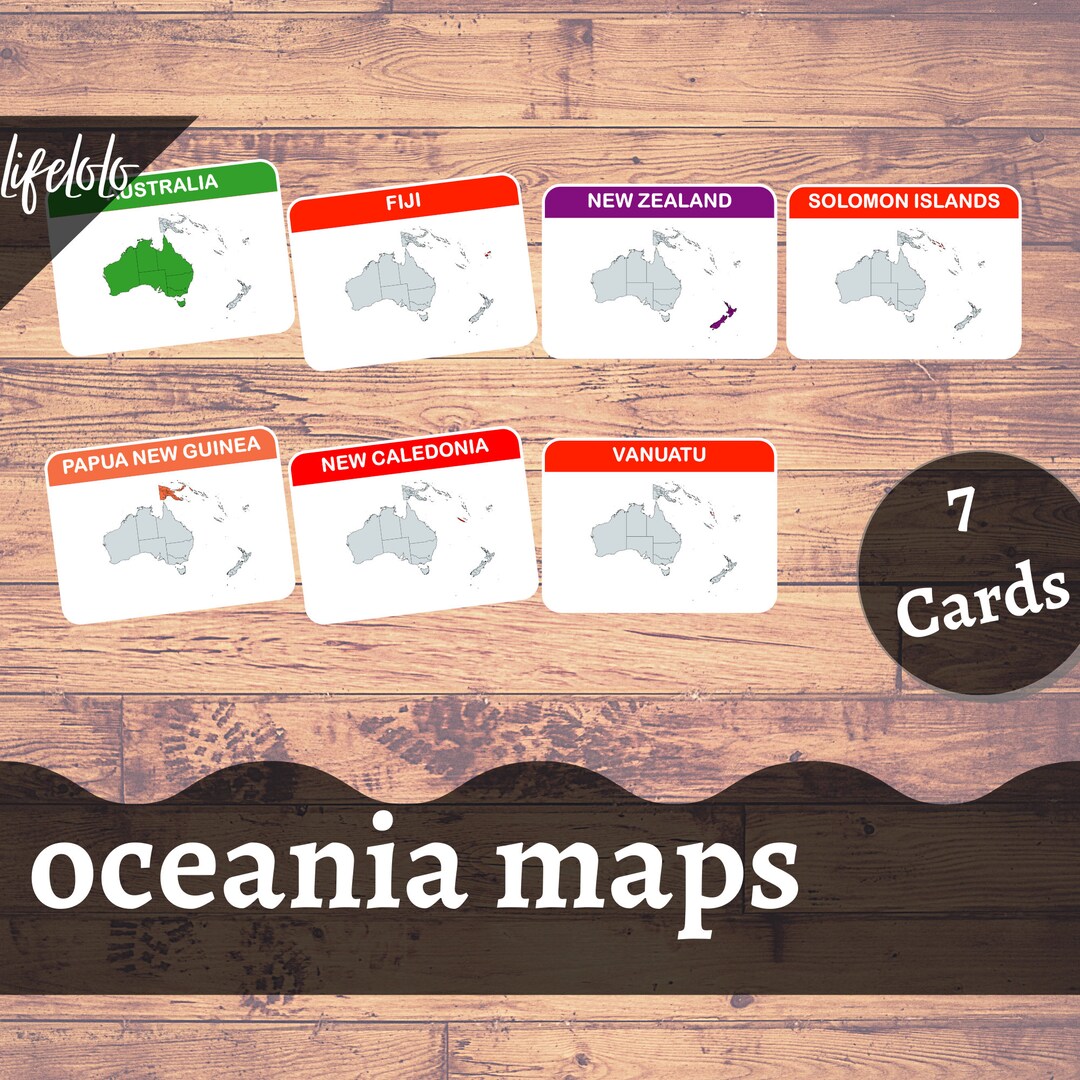 OCEANIA MAPS Flash Cards, Montessori Cards, Three Part Cards ...