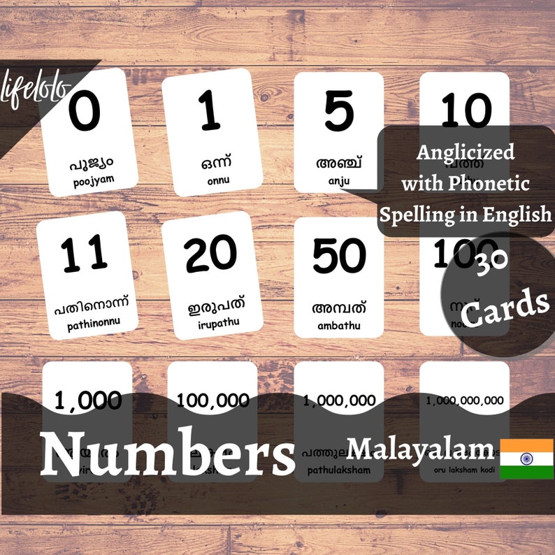Malayalam Numbers 30 Flash Cards Toddler Games Montessori - Etsy