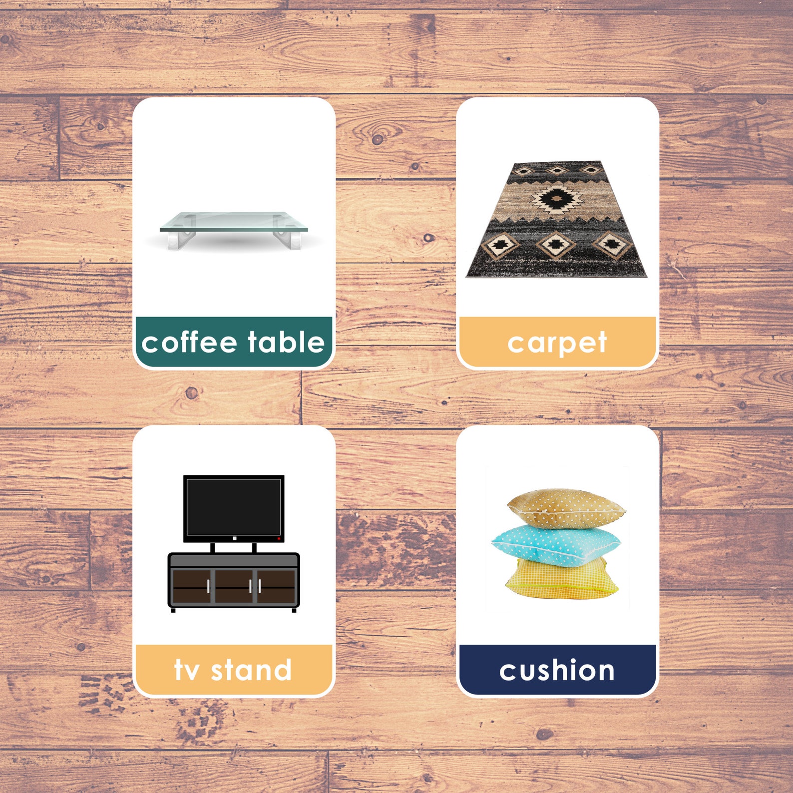 In The Living Room 24 Cards Flashcards Puzzle | Etsy