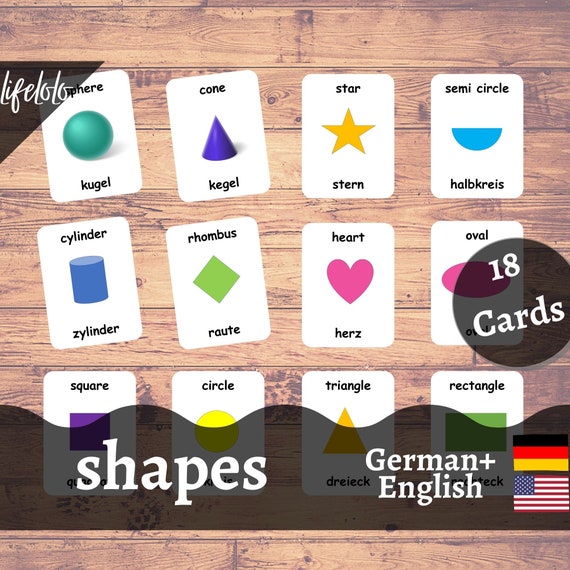Shapes GERMAN Flash Cards English Bilingual Cards | Etsy