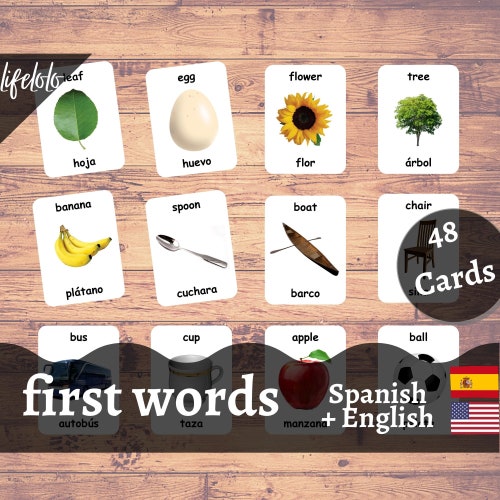 Fruits SPANISH Version English Bilingual Cards 45 Spanish - Etsy