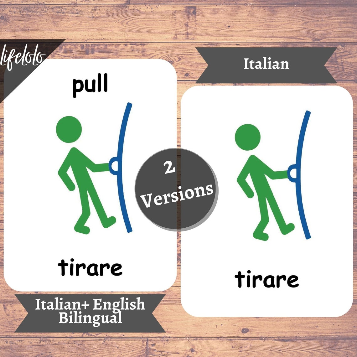 Antonyms ITALIAN Flashcards English Bilingual Cards 104 - Etsy