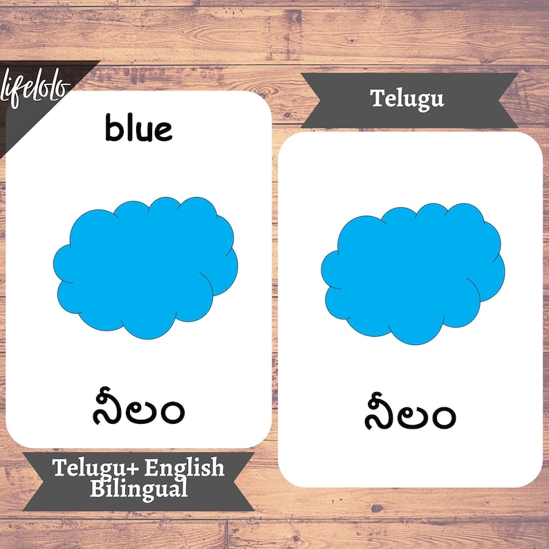 Colors TELUGU Version English Bilingual Cards 12 Telugu - Etsy