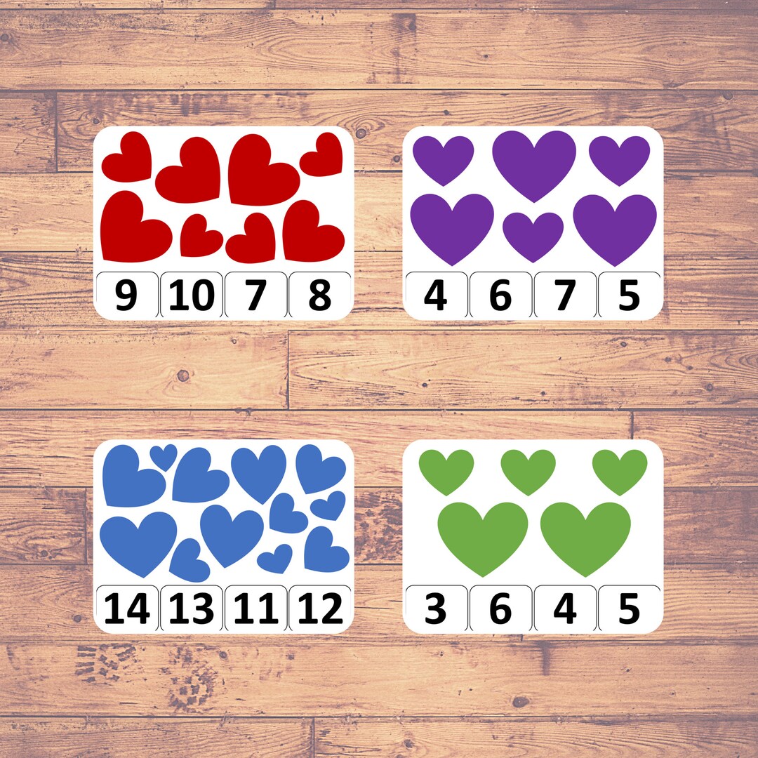 Counting Hearts - Clip Counting Cards | Math | Montessori ...