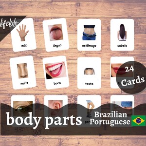 Body Parts (real) | Brazilian PORTUGUESE | English Bilingual Cards | 24 ...