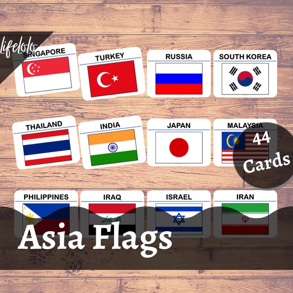 Printable Montessori Materials - Geography Red Asia Flashcards Digital ...