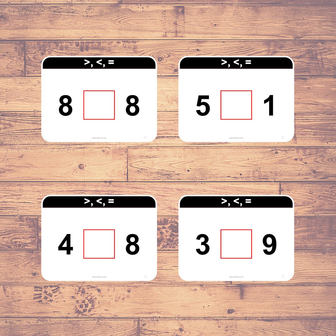 Greater Than, Less Than, Equal to (20 Cards)- Flashcards ...