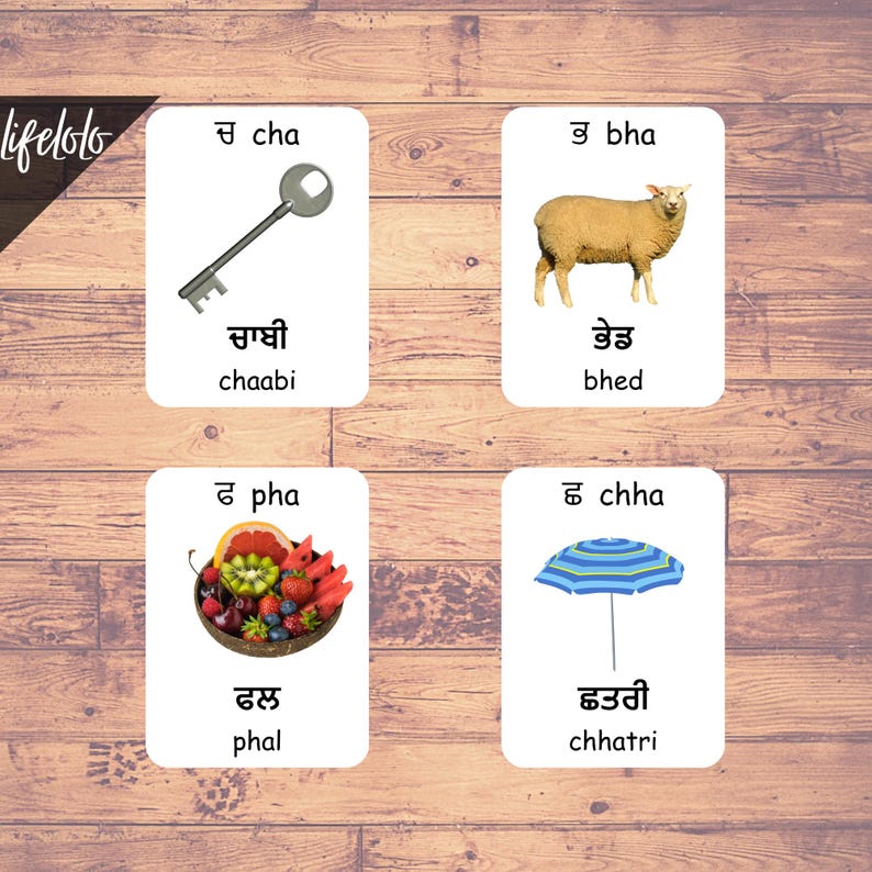 Punjabi Alphabets Flash Cards With English Pronunciation, Homeschooling ...