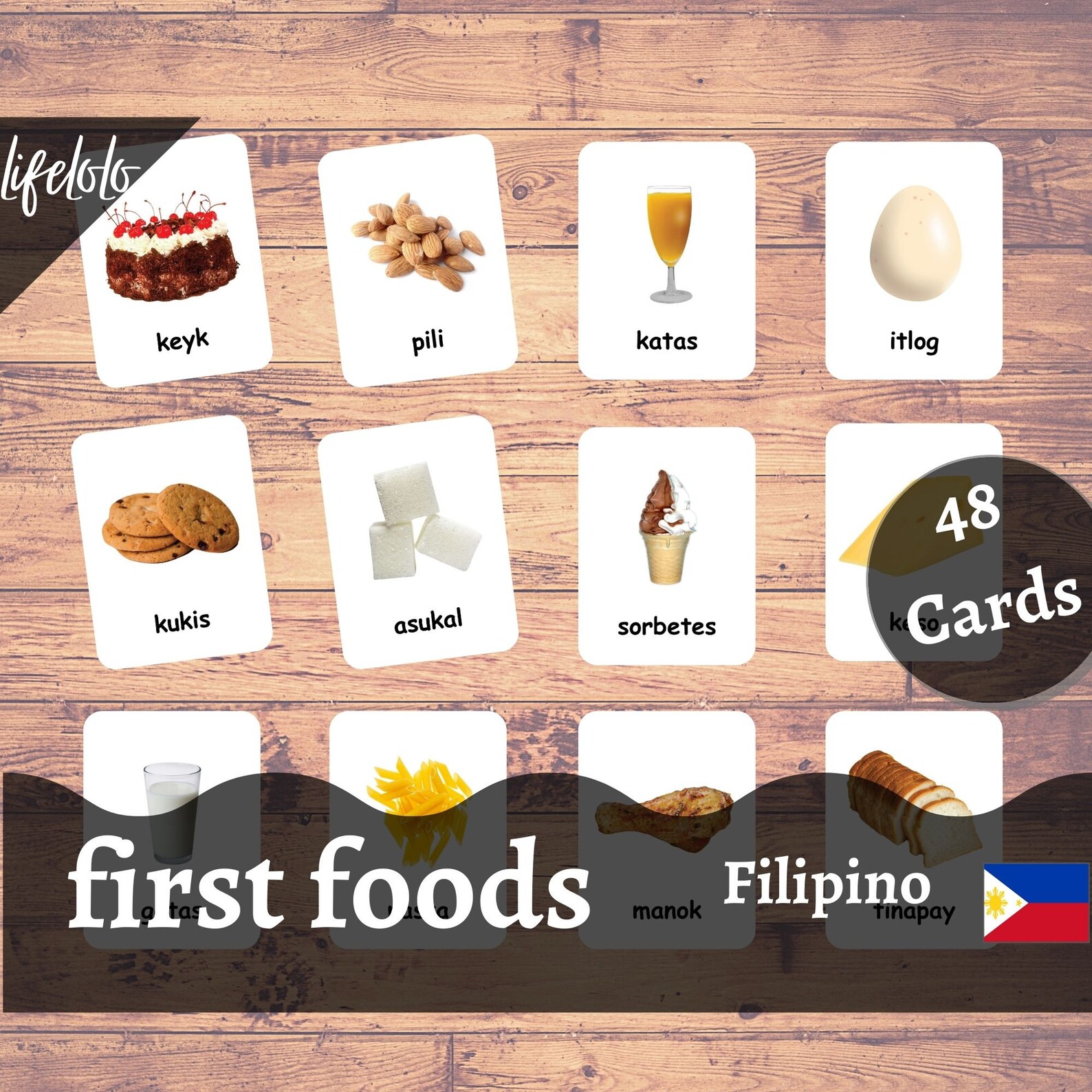 First Foods FILIPINO 48 Filipino Flash Cards English - Etsy
