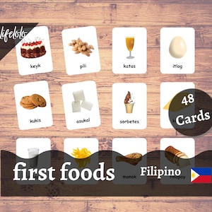 First Foods - FILIPINO, 48 Filipino Flash Cards, English Bilingual ...