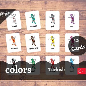 Colors TURKISH Version English Bilingual Cards Flash Cards - Etsy