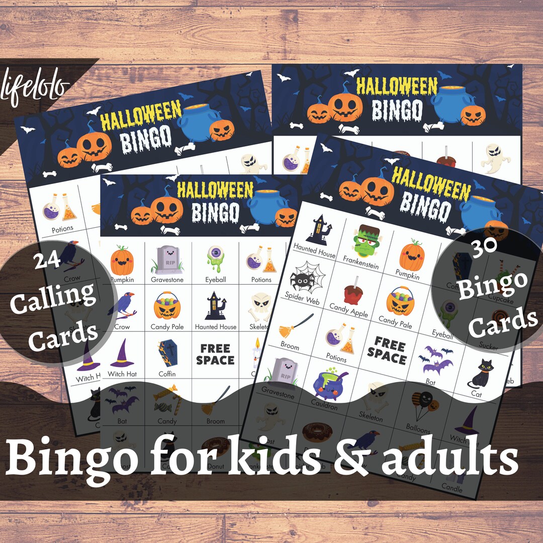 Halloween Games Printable, Bingo Game for Kids, Halloween Party Games ...