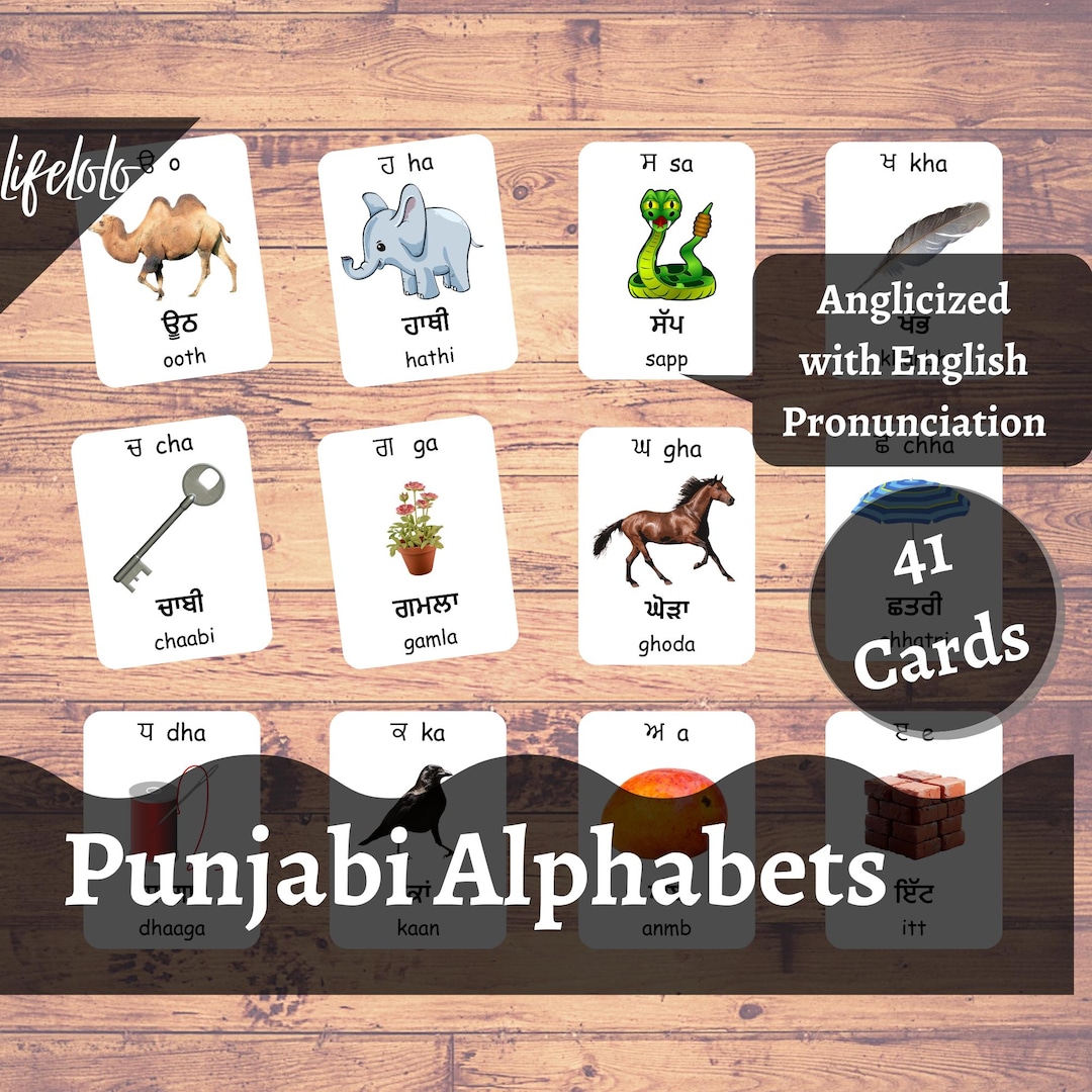 Punjabi Alphabets Flash Cards With English Pronunciation, Homeschooling ...