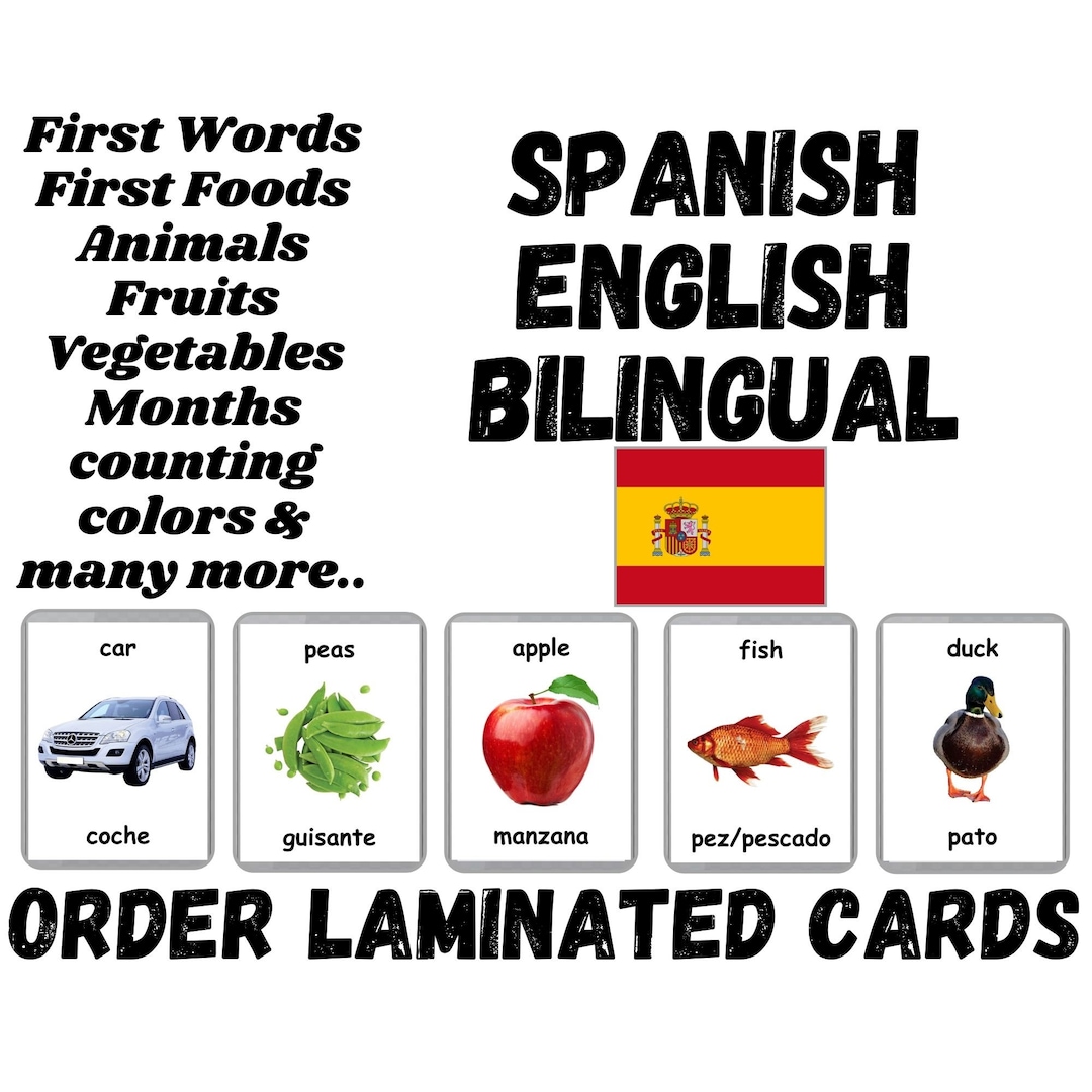 Spanish Laminated Flash Cards | Handmade Flash Cards | Laminated Three ...