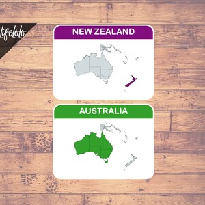 OCEANIA MAPS Flash Cards, Montessori Cards, Three Part Cards ...