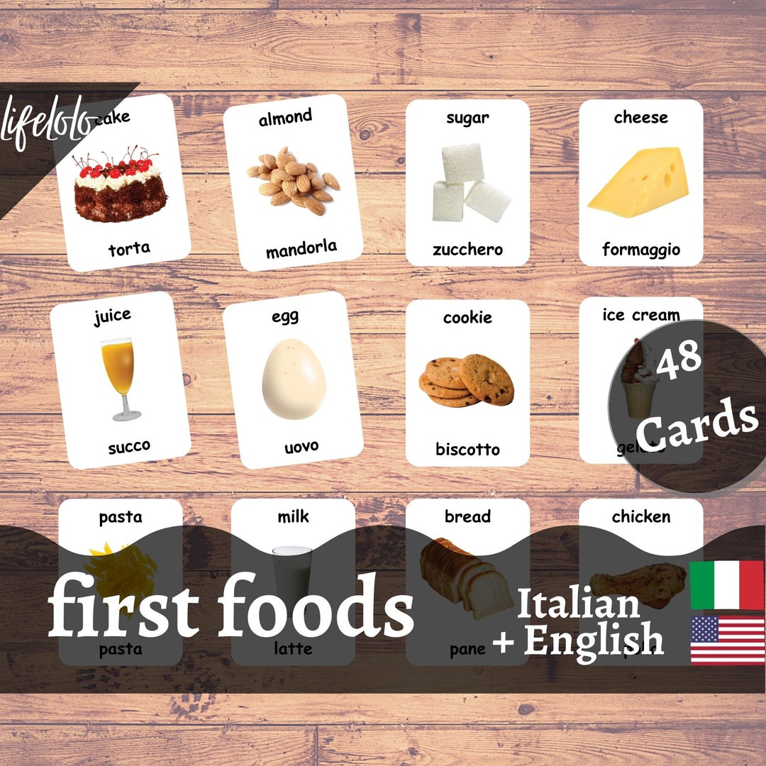 First Foods - ITALIAN, 48 Italian Flash Cards, English Bilingual Cards ...