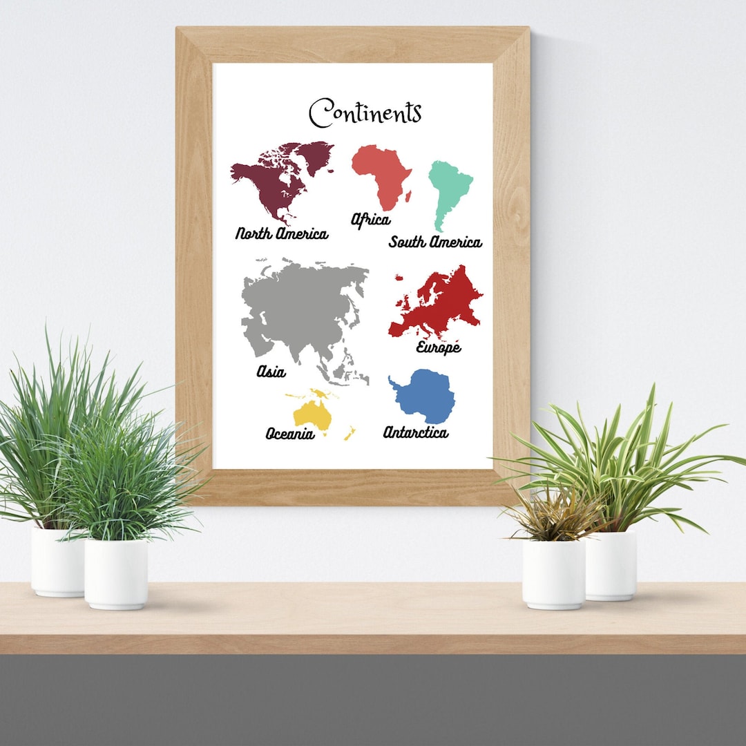 Continents Wall Art - Montessori Wall Art | Educational | Poster ...