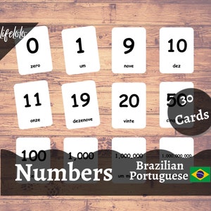 Numbers in Portuguese (30 Cards) - Portuguese Flash Cards | Montessori ...