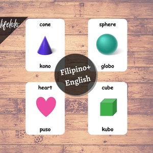 Shapes FILIPINO Flash Cards | English Bilingual Cards | Geometric ...