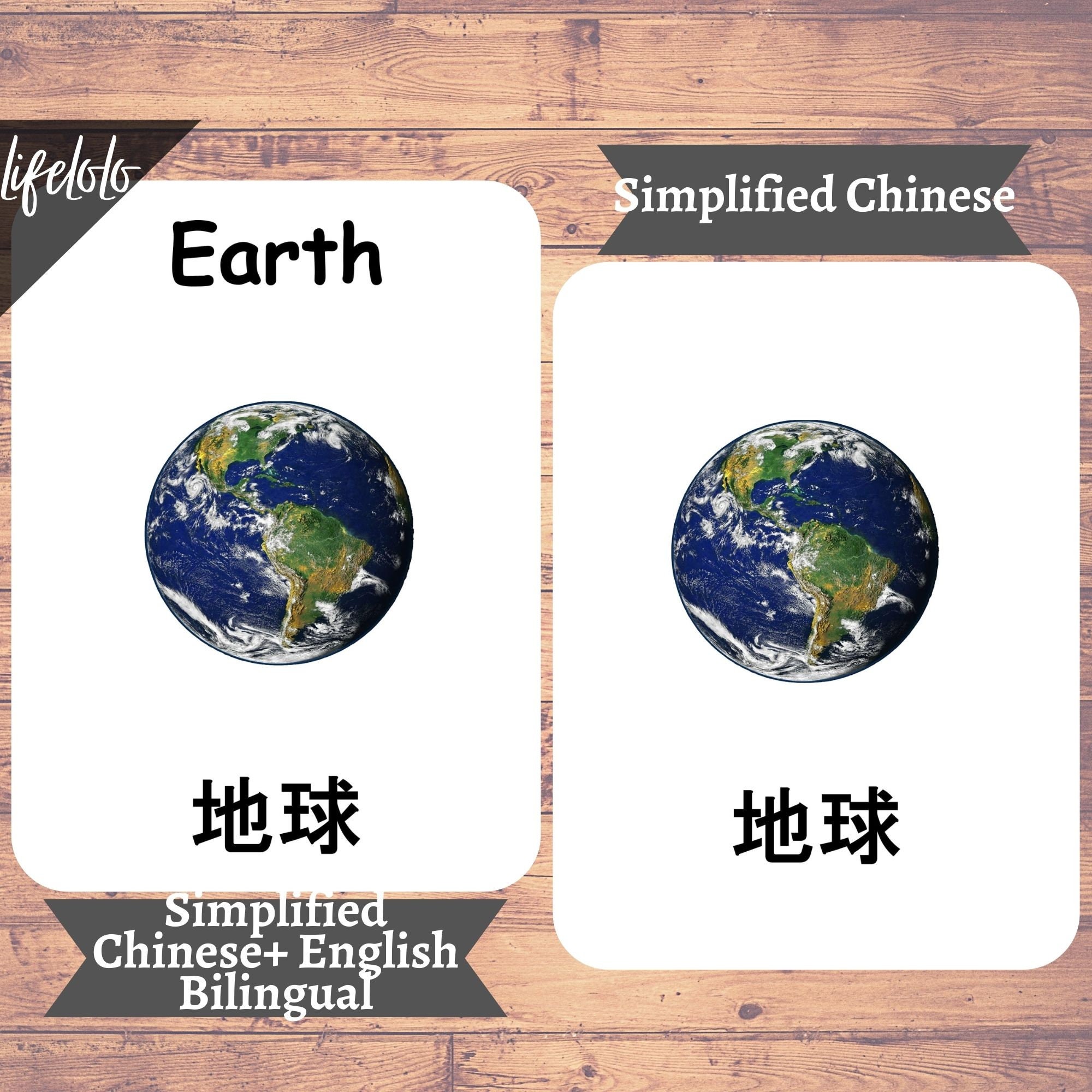 Solar System Simplified CHINESE Flash Cards Montessori | Etsy