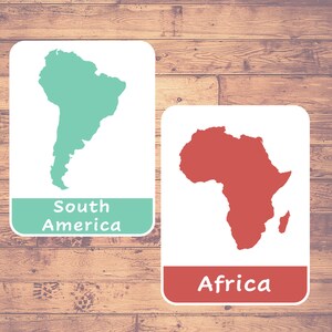 Continents Flash Cards | Montessori Cards, Homeschooling, Kids ...