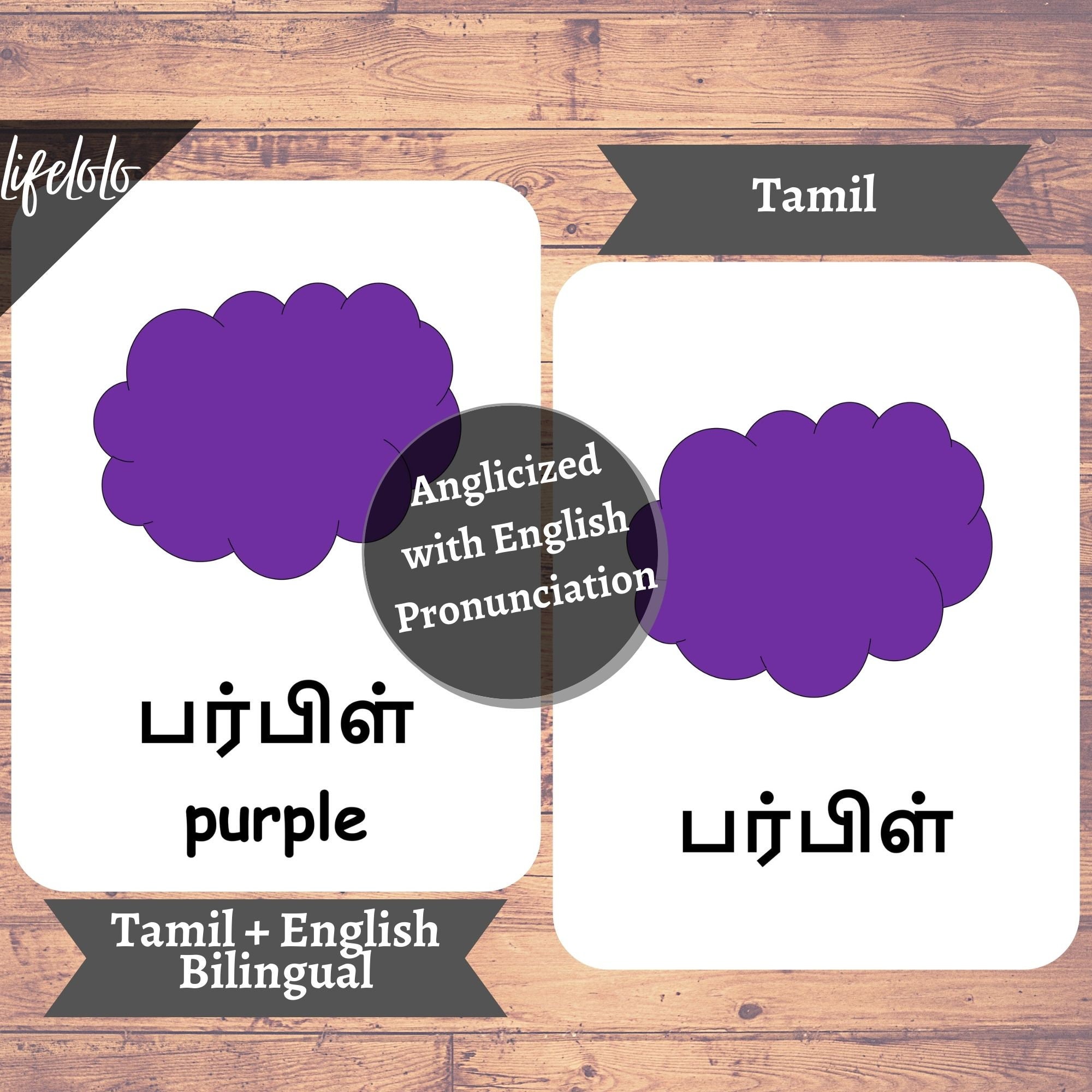 Colors TAMIL Version English Bilingual Cards 12 Tamil | Etsy