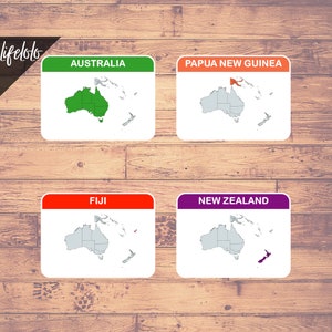 OCEANIA MAPS Flash Cards, Montessori Cards, Three Part Cards ...