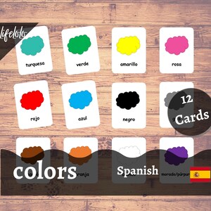 Colors SPANISH Version - English Bilingual Cards | 12 Spanish Flash ...