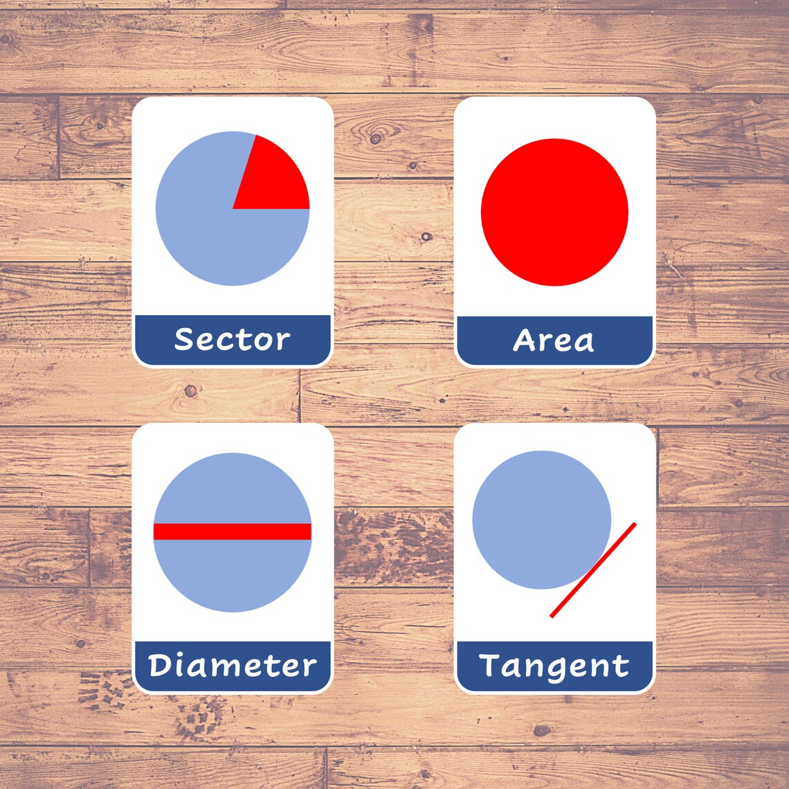 Parts of a Circle Flash Cards 12 Montessori Cards | Etsy