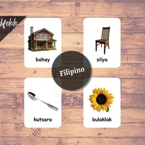 First Words FILIPINO Version - English Bilingual Cards | 48 Filipino ...