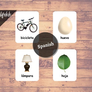 First Words SPANISH Version - English Bilingual Cards | 48 Spanish ...