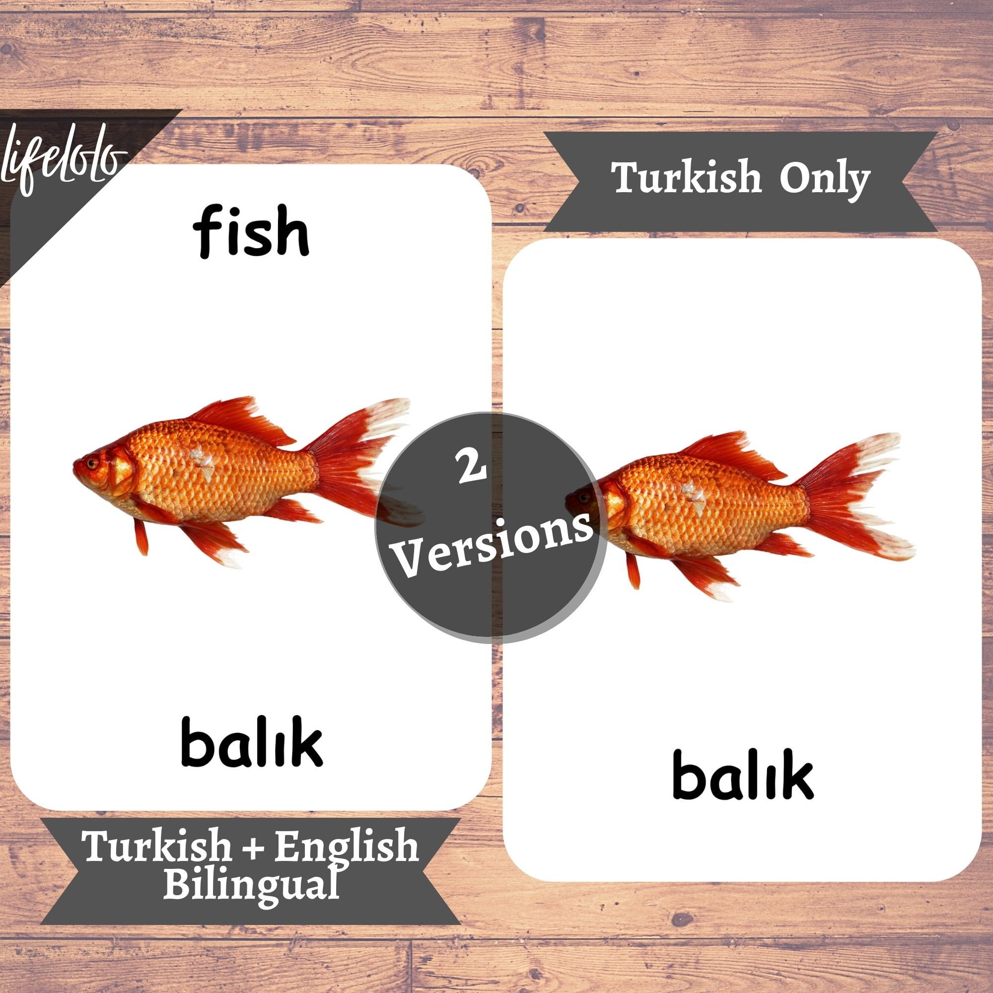 Sea Animals TURKISH Version - English Bilingual Cards | 26 Turkish ...
