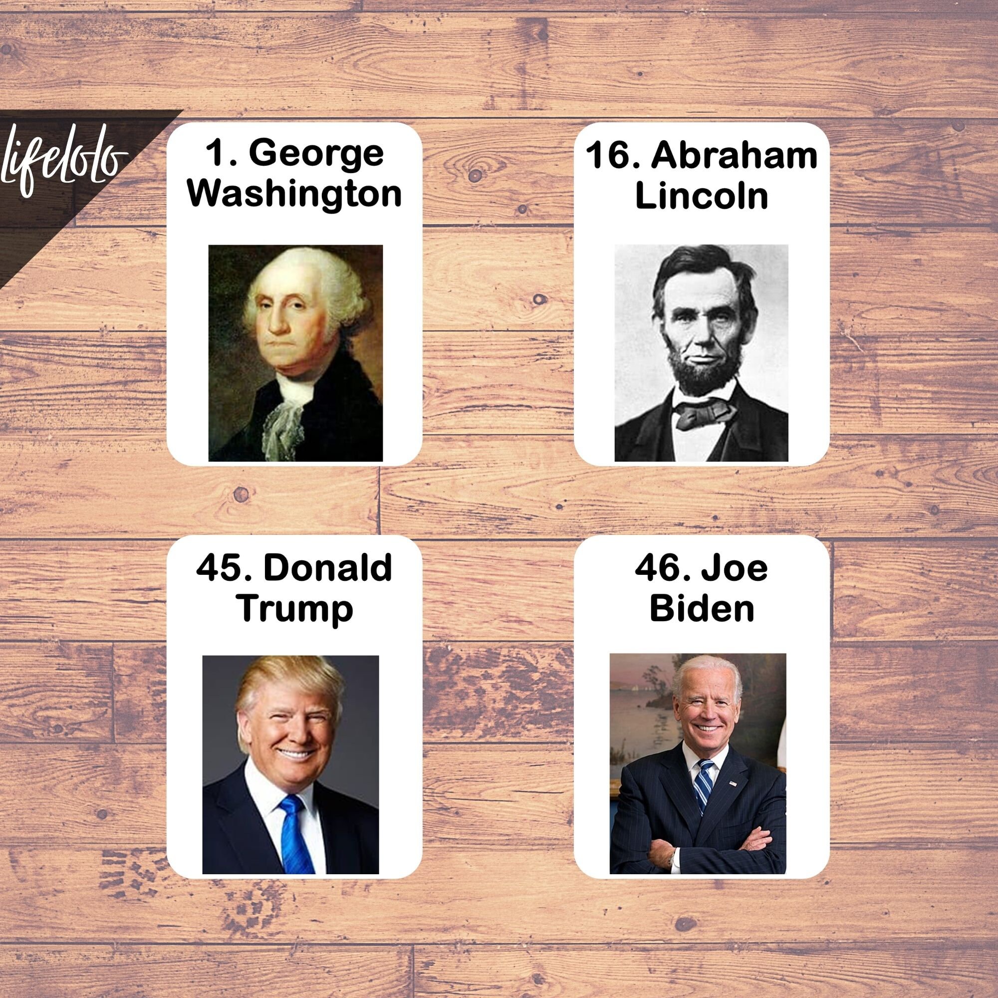 United States Presidents in ORDER, 47 Presidents Flash Cards, American ...