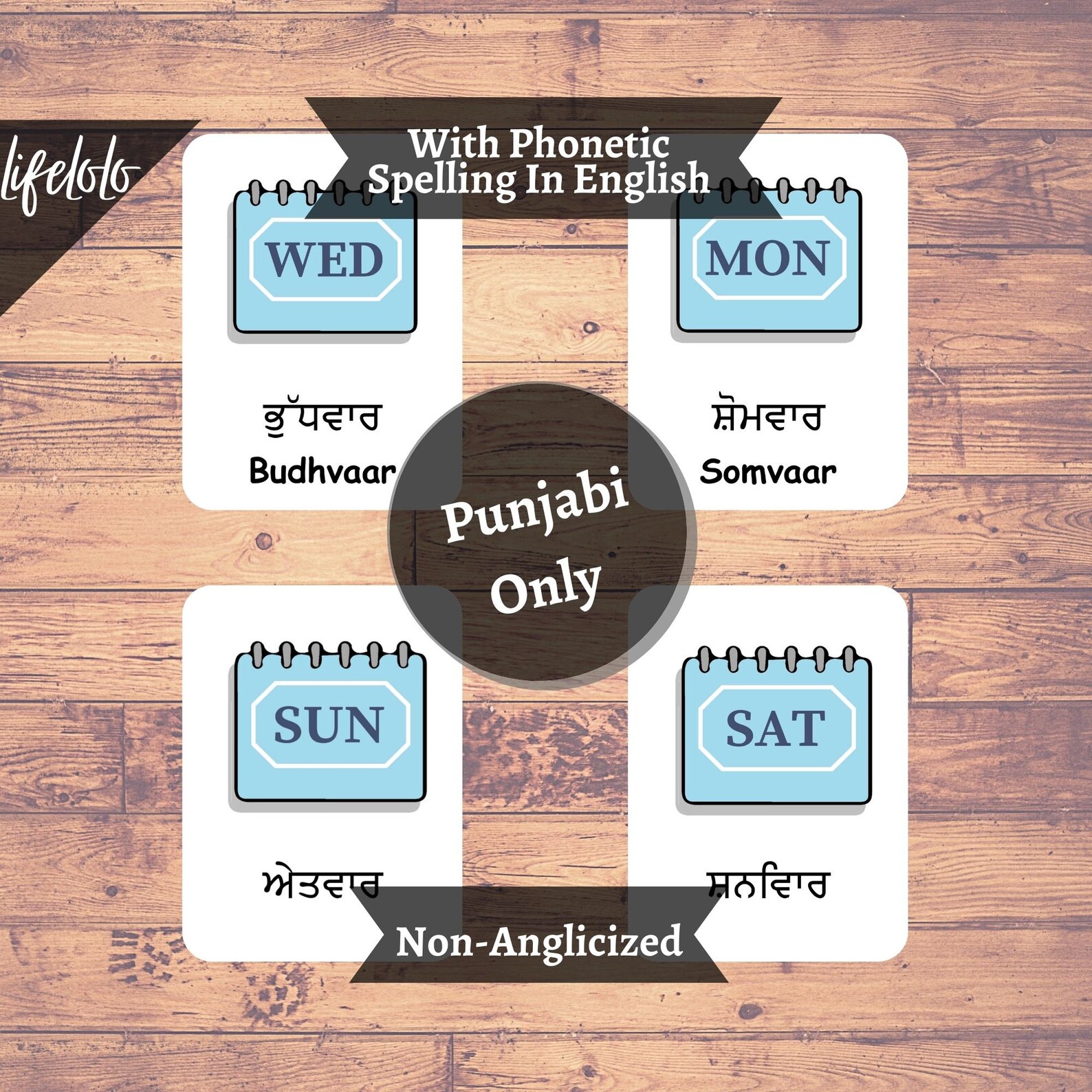 Days of the Week | PUNJABI | English Bilingual Cards | 12 Punjabi Flash ...