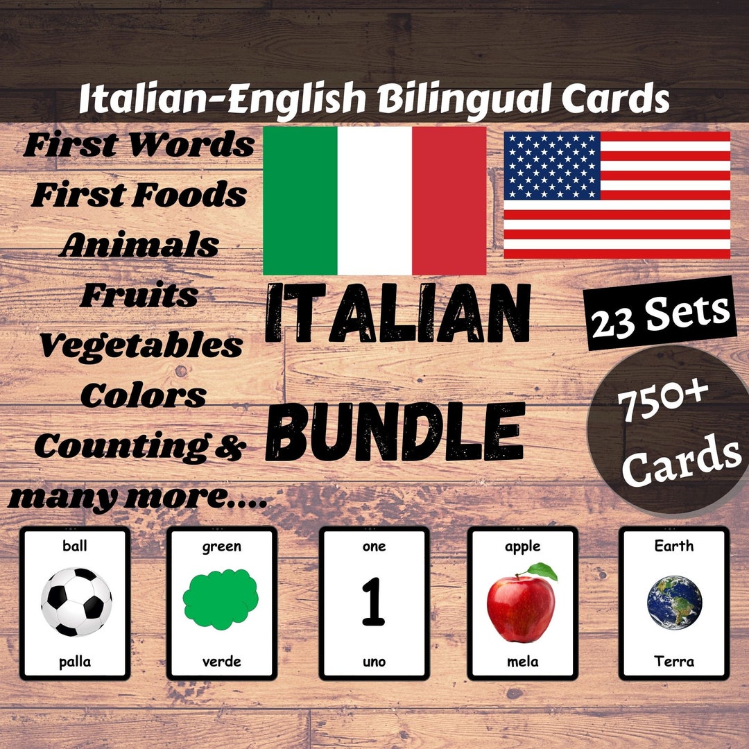 ITALIAN Flash Cards BUNDLE - Italian English Bilingual Cards | Italian ...