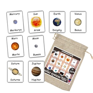 Printed Laminated Cards | Solar System Flash Cards | Bilingual Flash ...