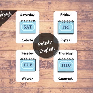Days of the Week | POLISH | English Bilingual Cards | 12 Polish Flash ...