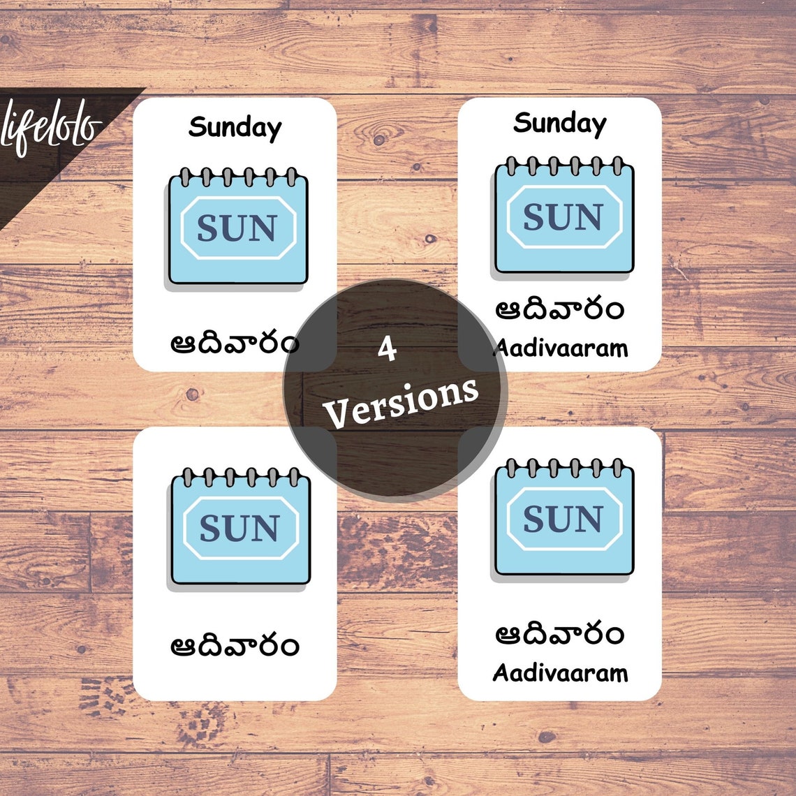 Days of the Week | TELUGU | English Bilingual Cards | 12 Telugu Flash ...