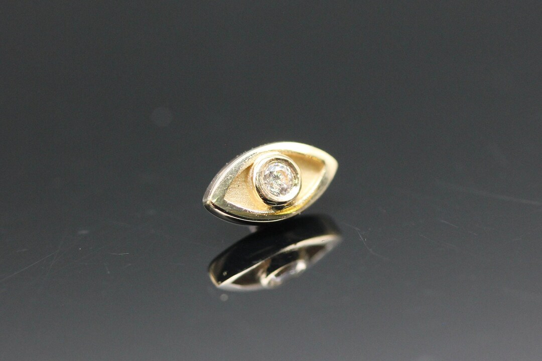 BVLA Threaded Yellow Gold Jinx - 2mm White Cz Stone - Etsy