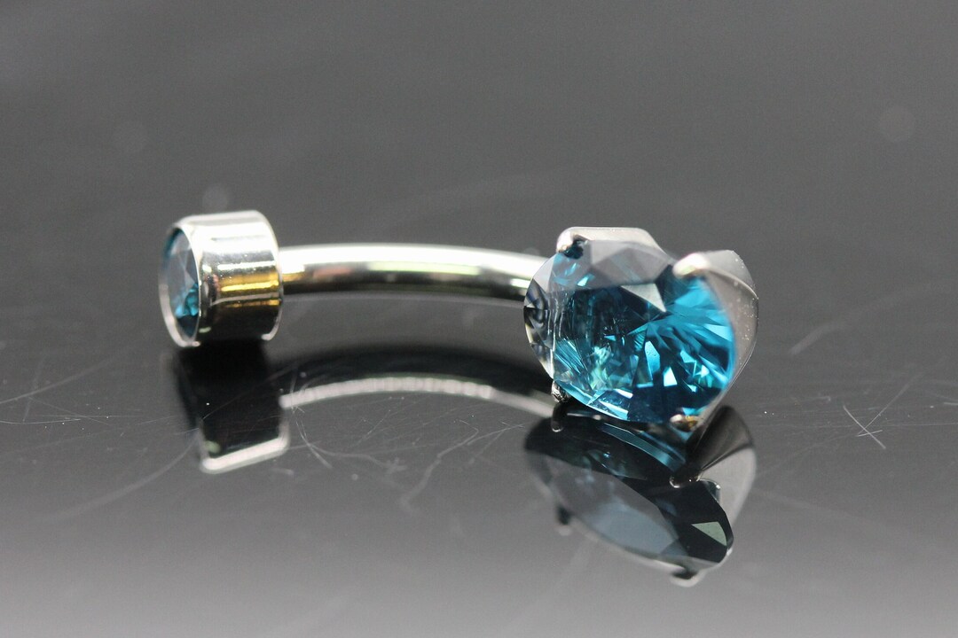 Anatometal Titanium Oval Navel Curve With Arctic Blue Stones 8mm Bottom ...